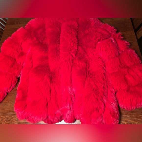 Fabulous Furs | Jackets & Coats | Fabulous Furs Bold Red Faux Fur Coat ...